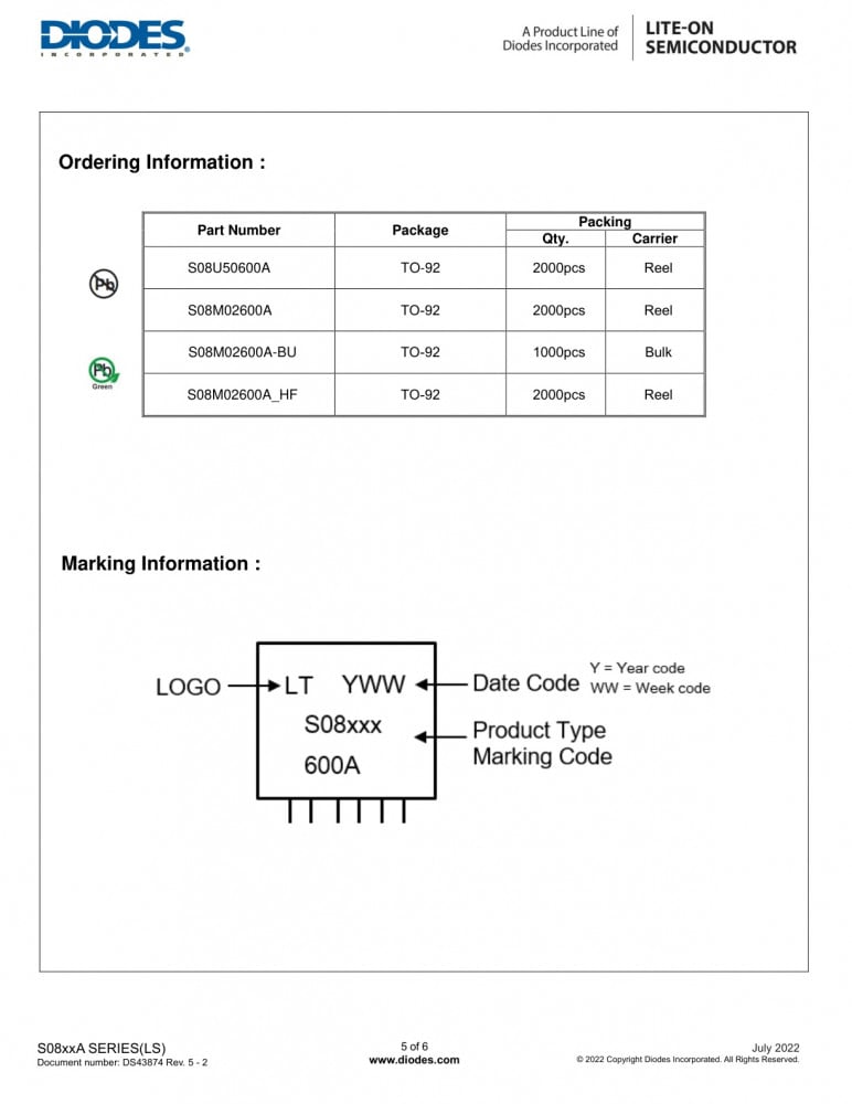 S08U50600A datasheet page 5