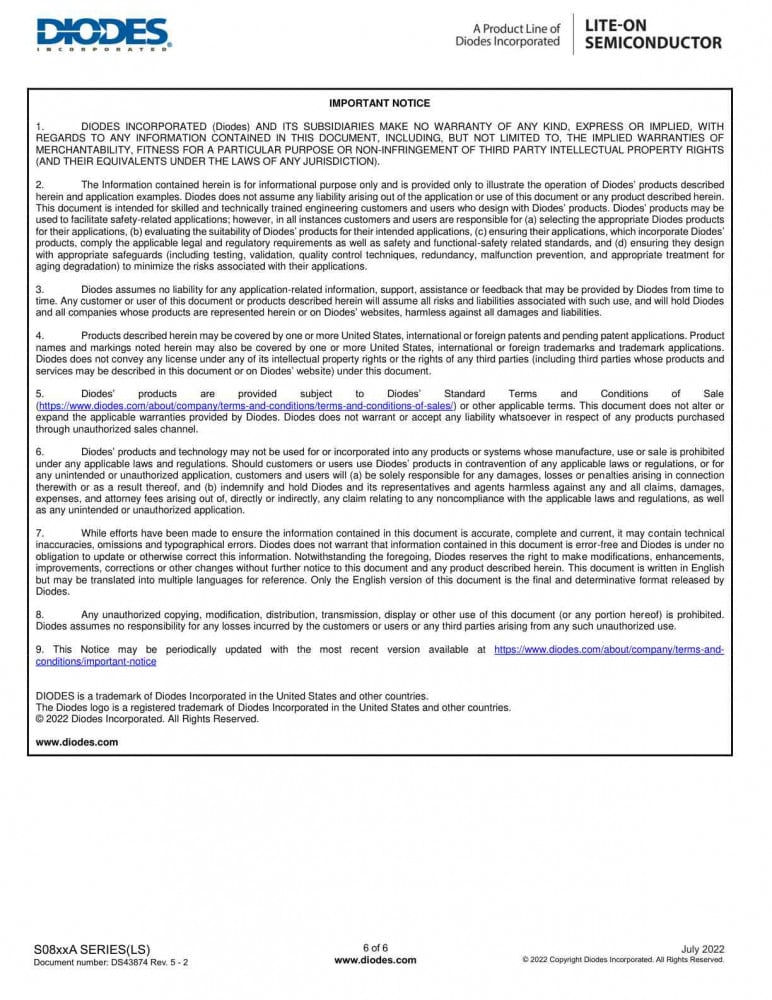 S08U50600A datasheet page 6