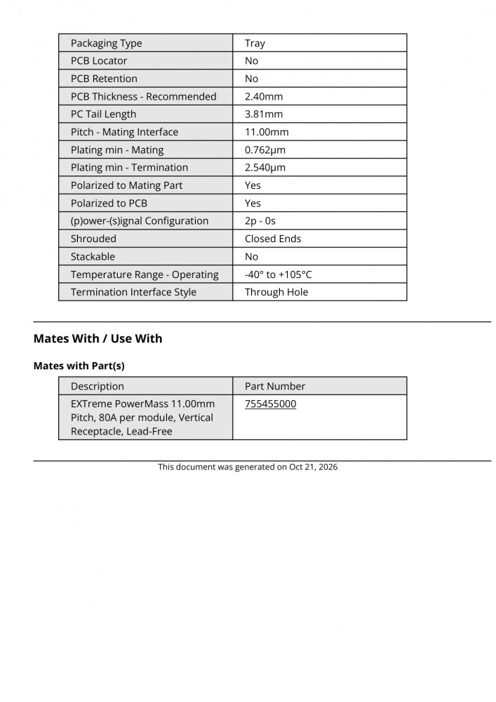 Technical document image 3 for MOLEX 755615001