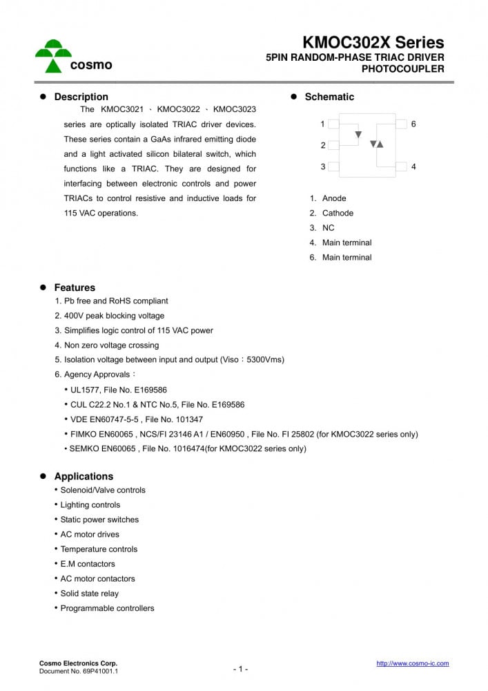 KMOC3021S TL datasheet page 1