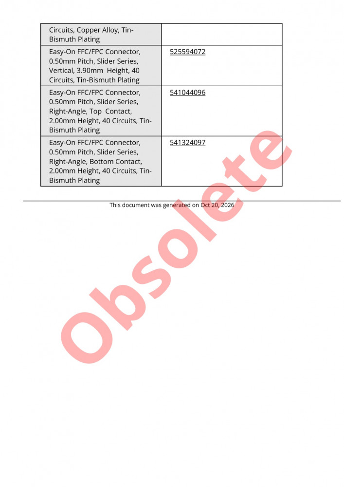 MOLEX Series 15266 FFC sales drawing, additional reference page