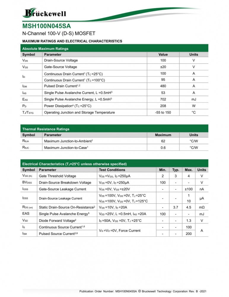 MSH100N045SA datasheet page 2