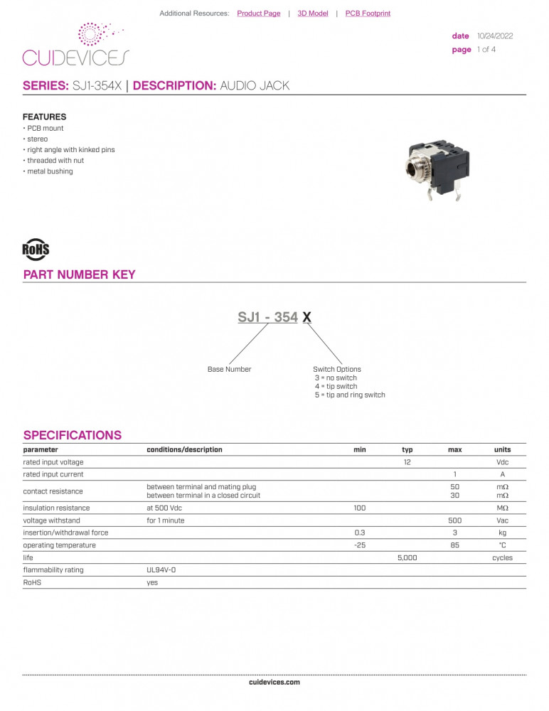 SJ1-3545 technical document page 1