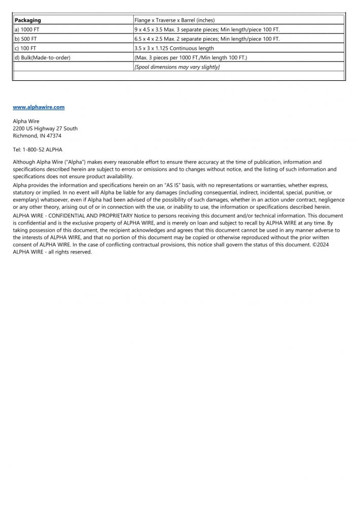 Alpha Wire 9316 technical document page 3