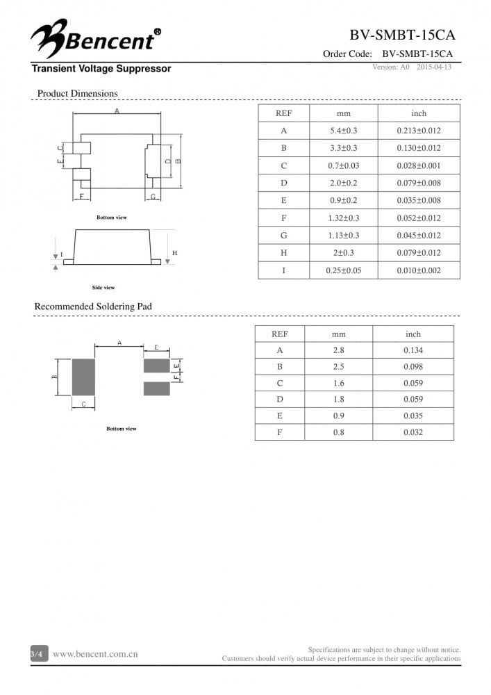 BV-SMBT-15CA datasheet page 3