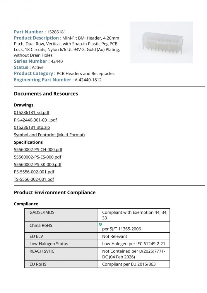 MINI-FIT blind-mate connector system specification, page 1