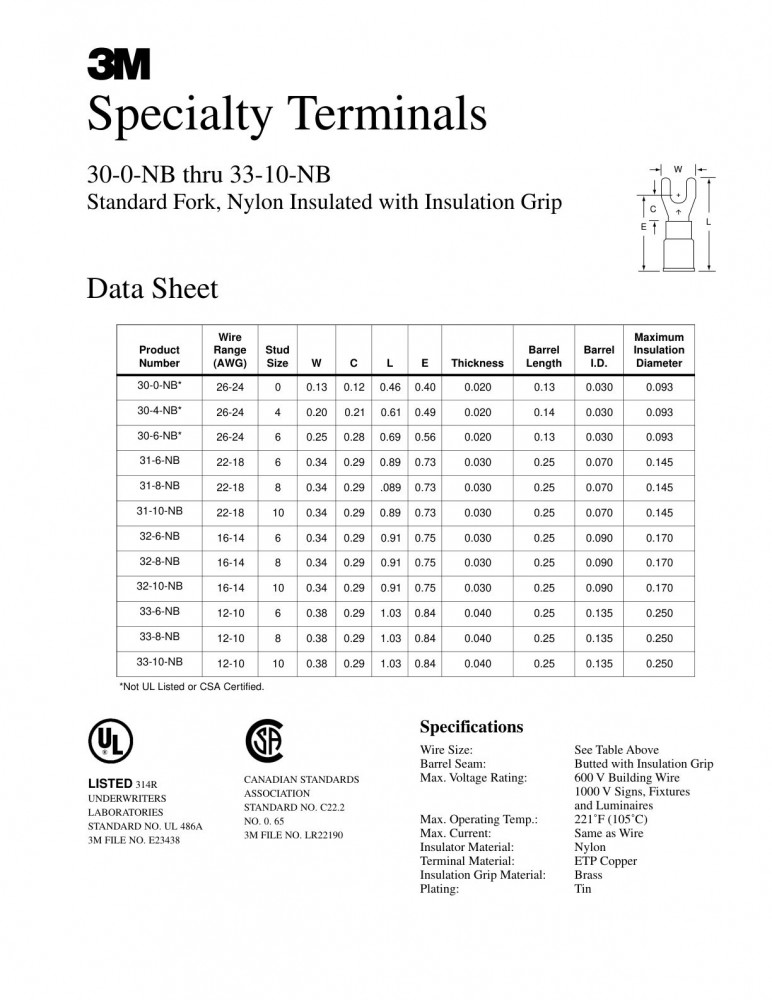 3M 94770 specialty terminal datasheet page