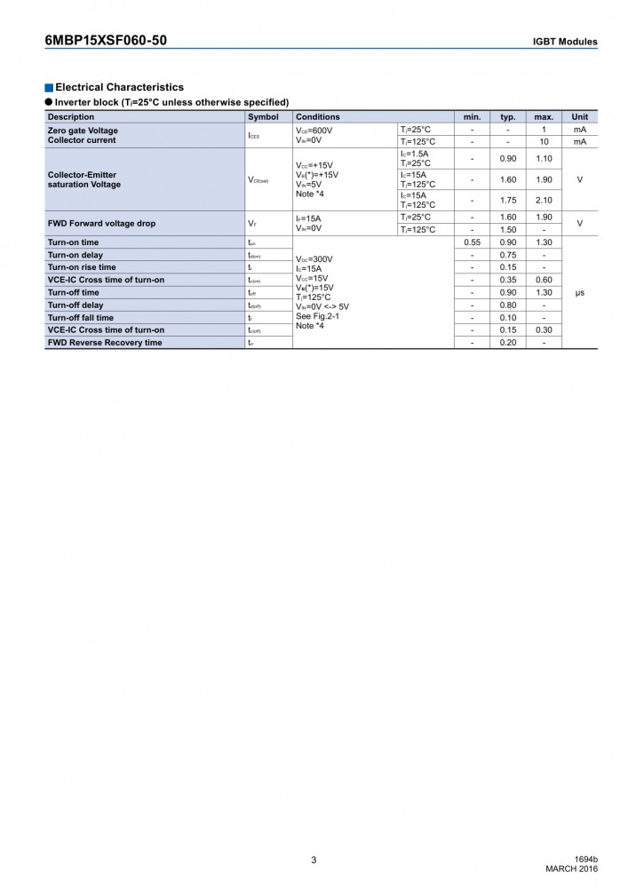 6MBP15XSF060-50 datasheet page 3