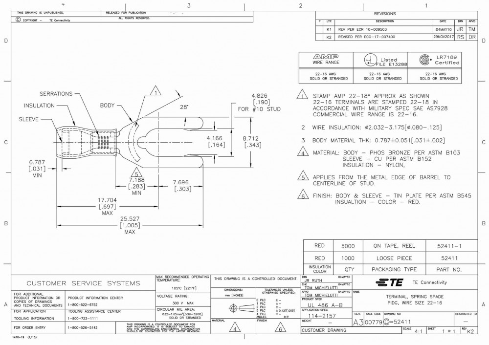TE Connectivity 52411-1 technical drawing preview