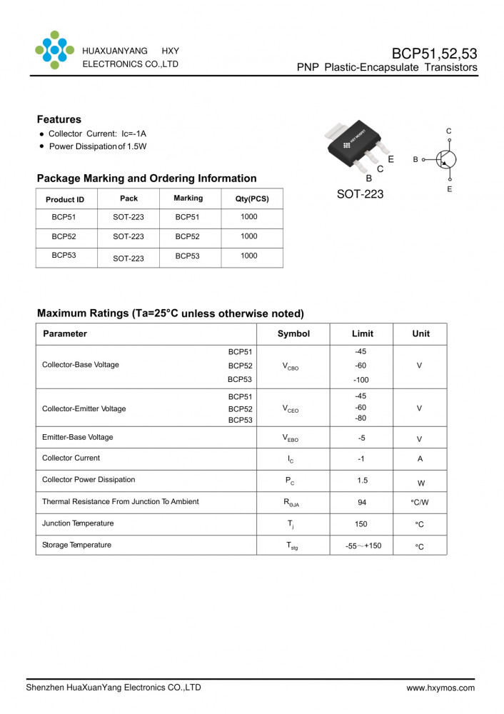 BCP53 datasheet page 1