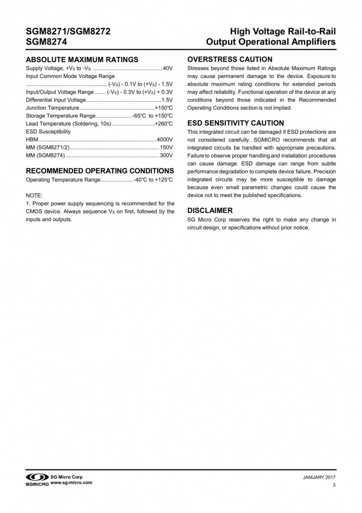 SGM8272 datasheet page 3