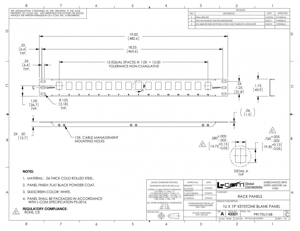 L-com PR175UJ16B technical document page