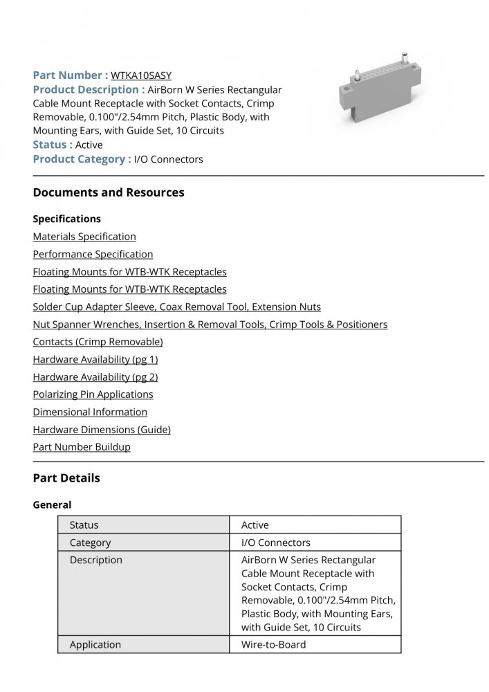 WTKA10SASY technical document page 1