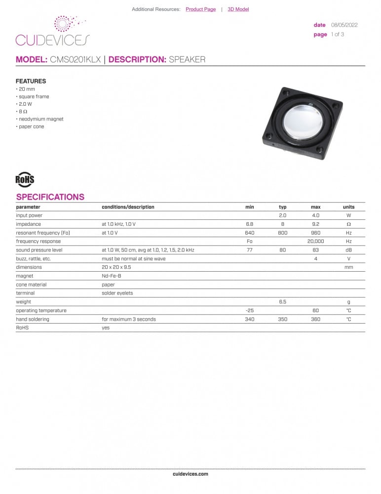 CMS0201KLX datasheet page 1