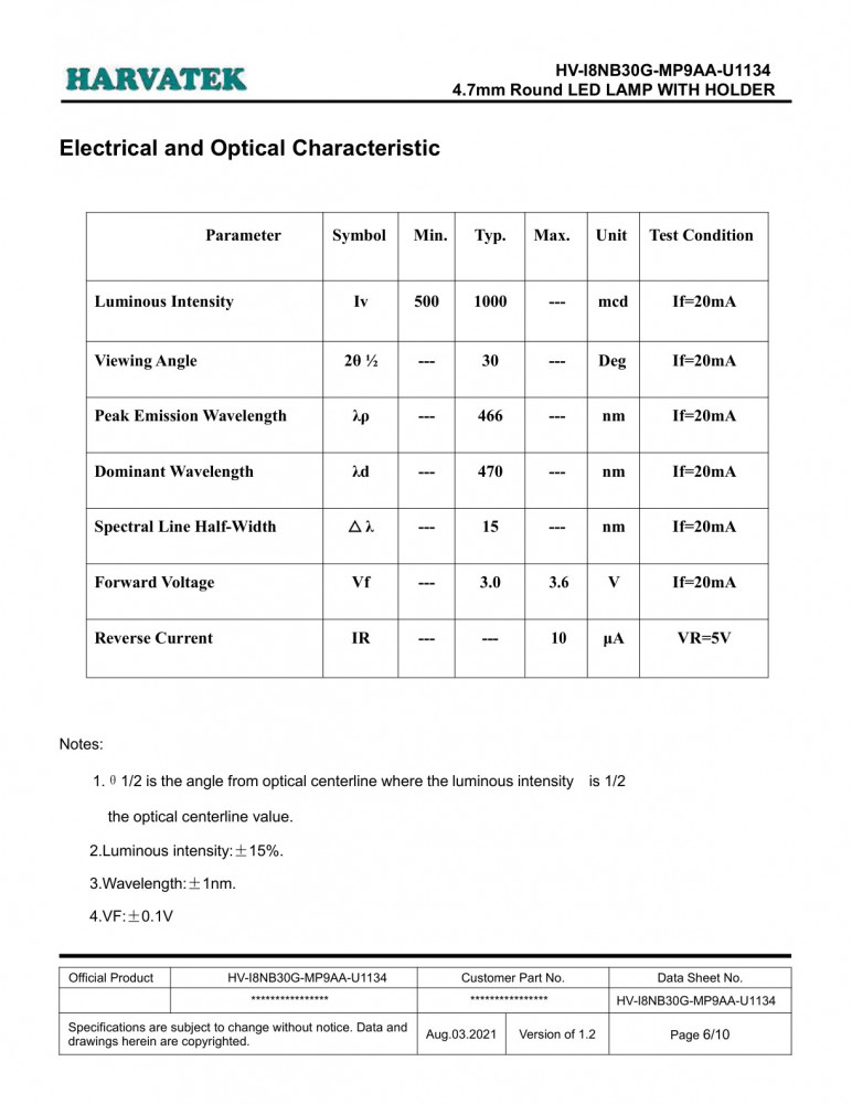 HV-I8NB30G-MP9AA-U1134 datasheet page 6