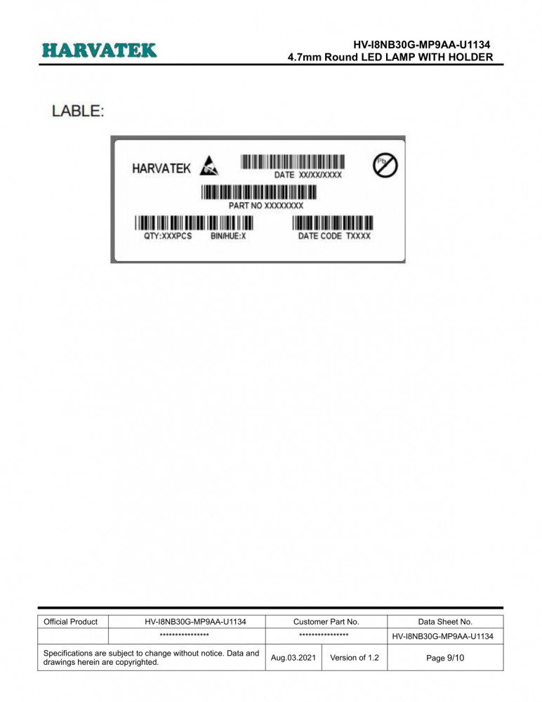 HV-I8NB30G-MP9AA-U1134 datasheet page 9