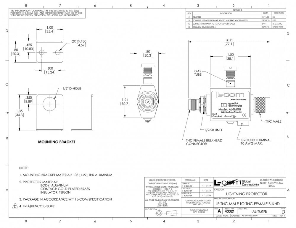 L-com AL-TMTFB-9 technical document page