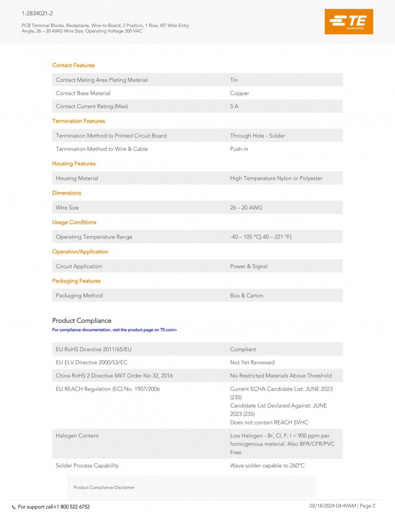 TE Connectivity 1-2834021-2 document page 2
