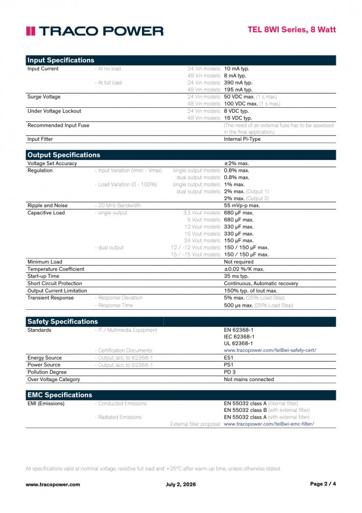 TEL 8-2423WI technical document page 2