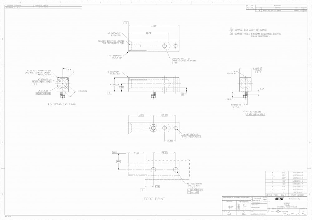 TE Connectivity 5223986 controlled drawing preview