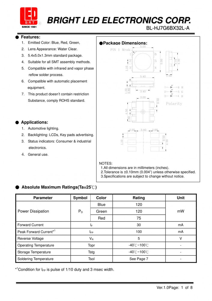 BL-HJ7G6BX32L-A datasheet page 1