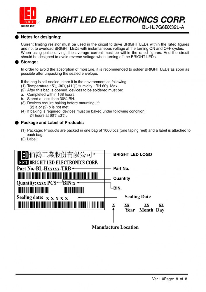 BL-HJ7G6BX32L-A datasheet page 8