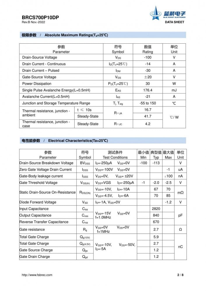 BRCS700P10DP datasheet page 2