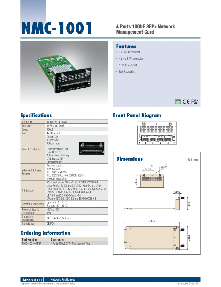 Advantech NMC-1001 technical document page