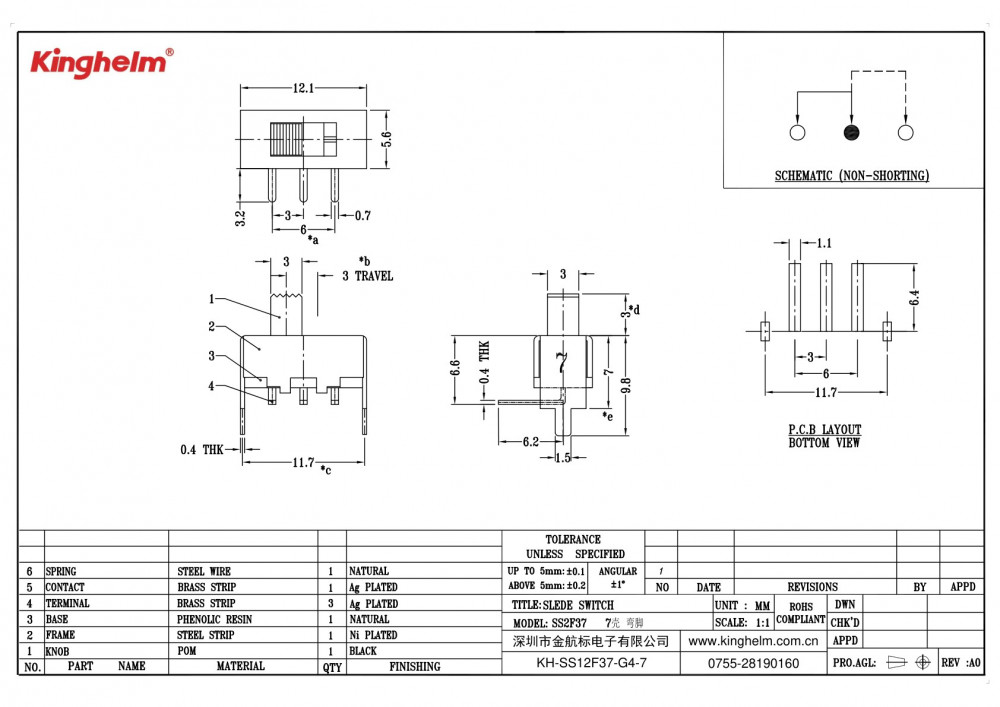 Kinghelm KH-SS12F37-G4-7 technical drawing