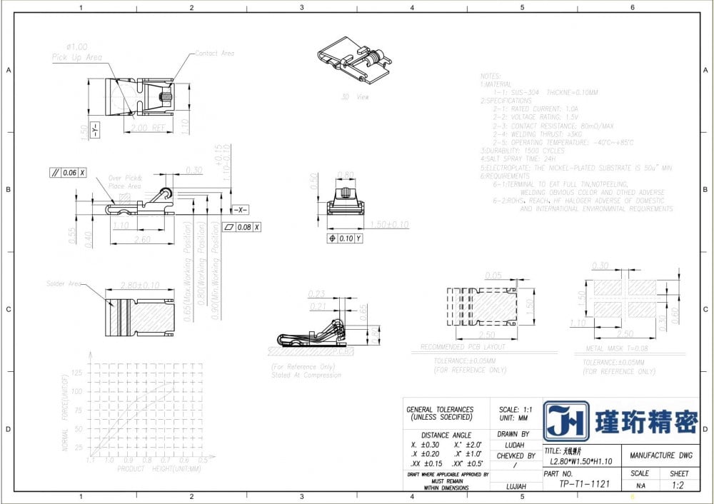 JINHENG TP-T1-1121 documentation page 1