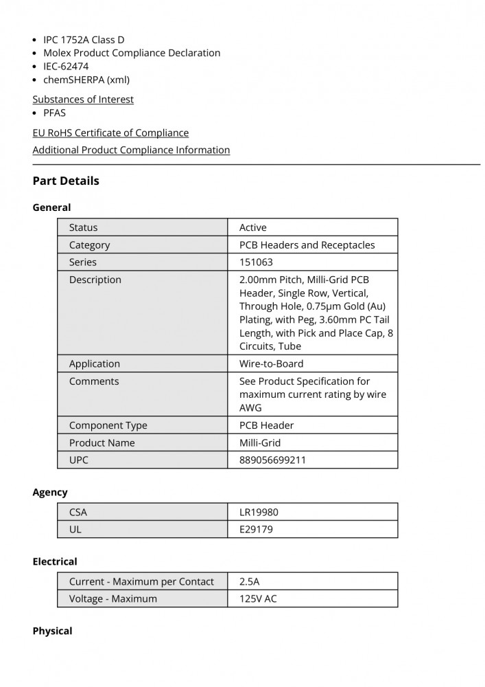 MOLEX Milli-Grid product specification page image 2