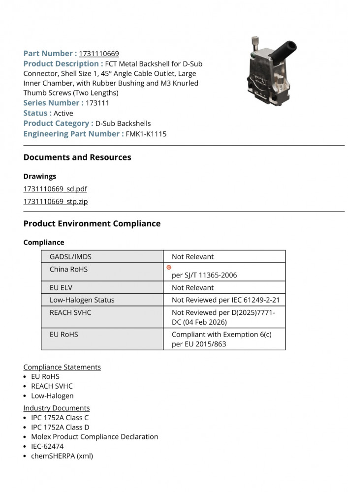 MOLEX 1731110669 technical drawing image 1