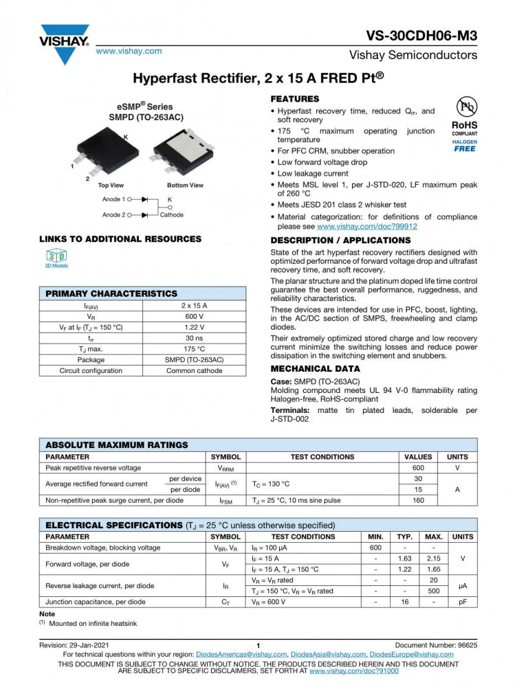 VS-30CDH06-M3/I datasheet page 1