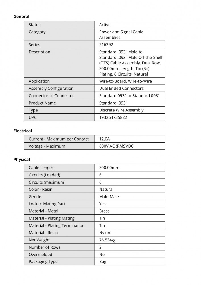 Technical document page 2 for MOLEX 2162921062