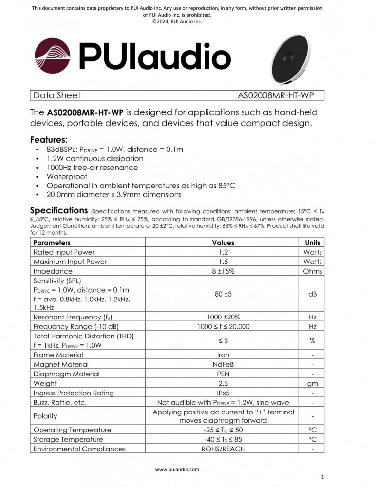 AS02008MR-HT-WP datasheet page 1