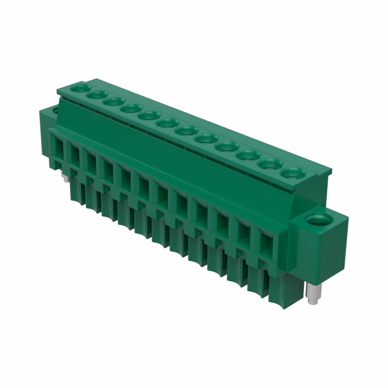 3.81mm Pitch Eurostyle Vertical Plug, with Retention Screws and Reverse Imprinting, Rear Wire Entry, Green Housing, Gold (Au) Plated, 12 Circuits for sale