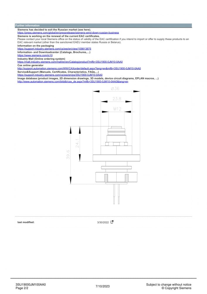 SIEMENS 3SU19000JM100AA0 technical document page 2