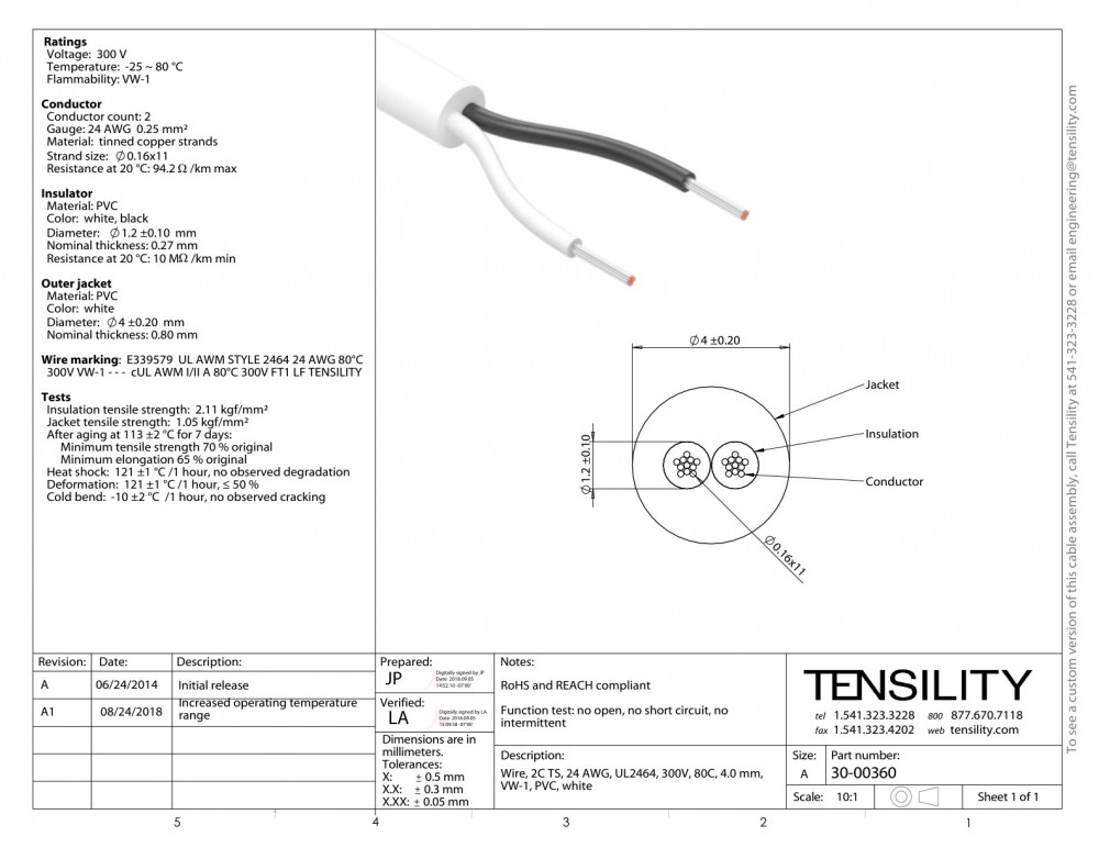 Tensility International 30-00360 product drawing