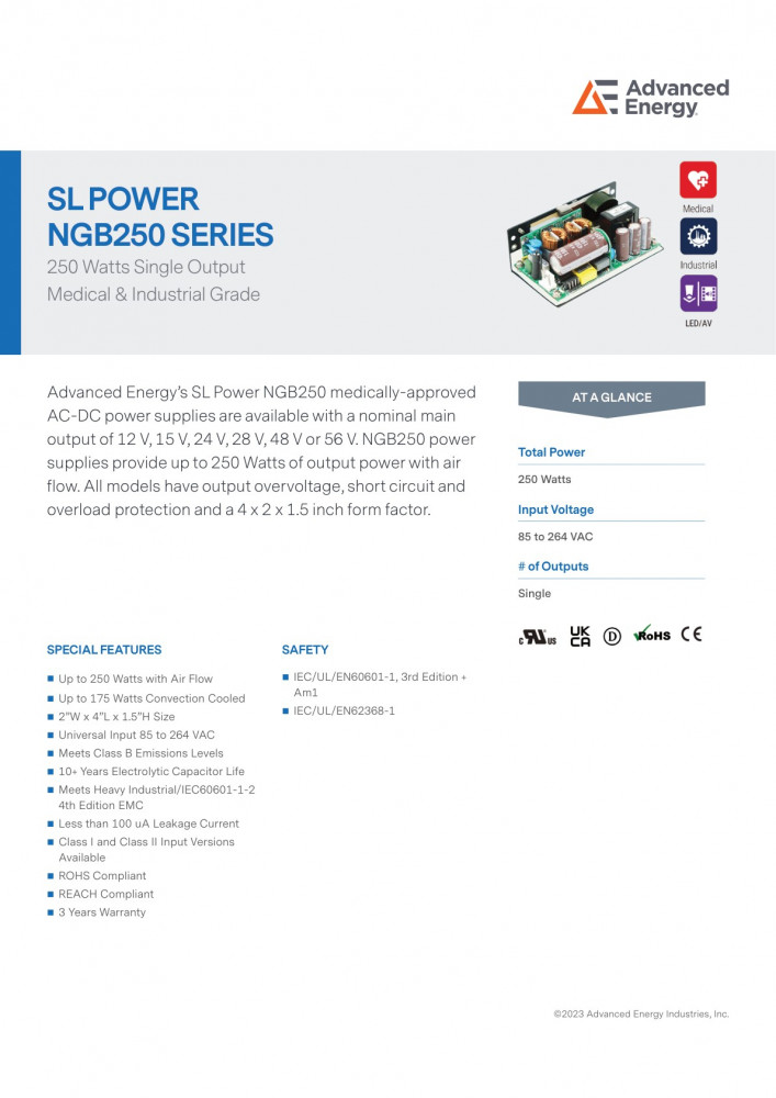 NGB250 series datasheet page 1