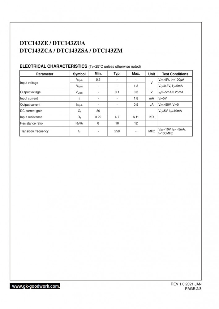 DTC143Z technical document page 2