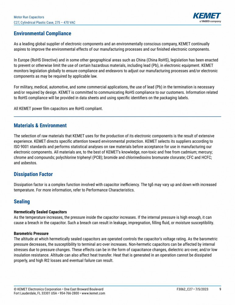 KEMET C27 datasheet page 9