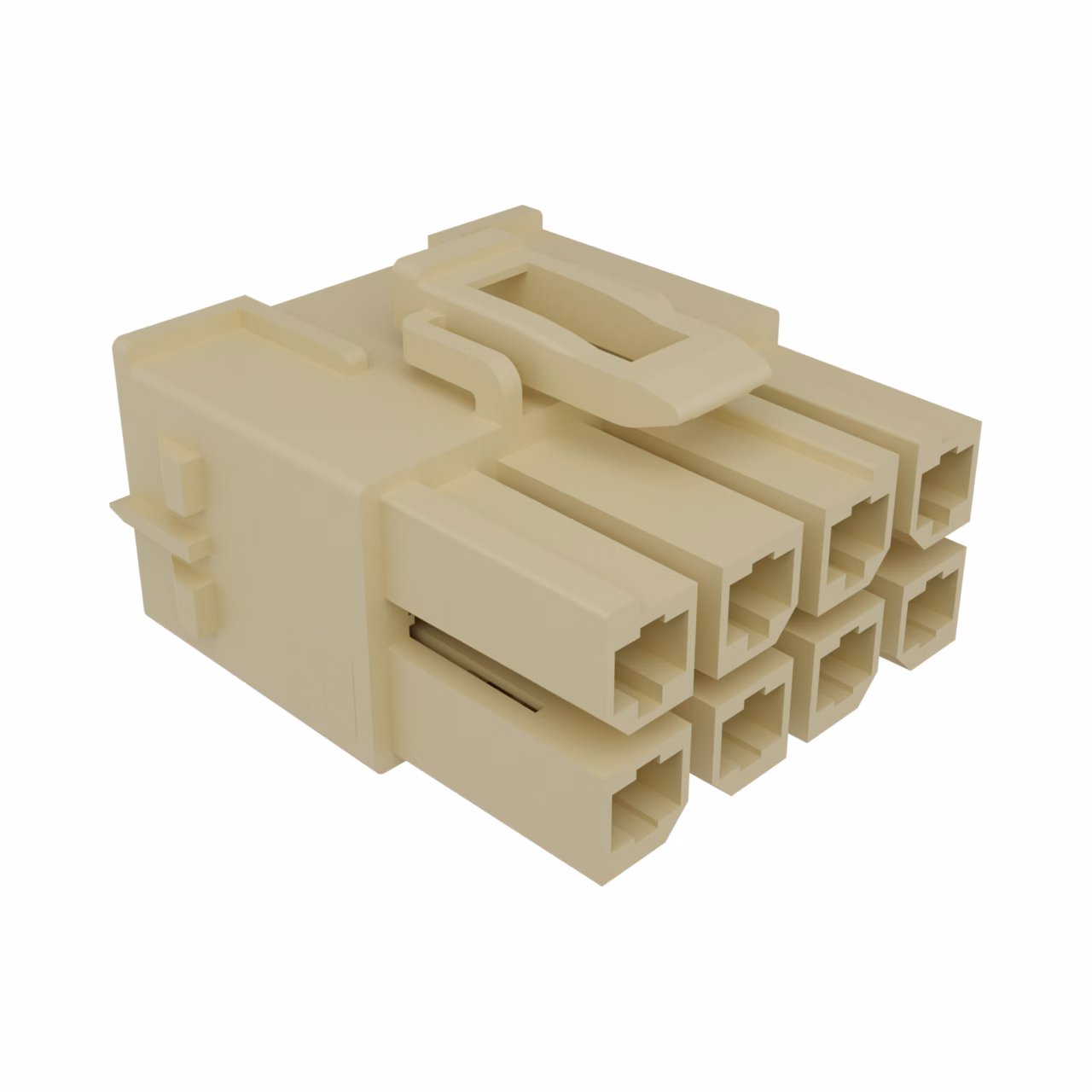 Mega-Fit ColorLock Tangless TPA-Capable Receptacle Housing, Dual Row, 8 Circuit, UL 94V-0, Glow-Wire Capable, Natural for sale
