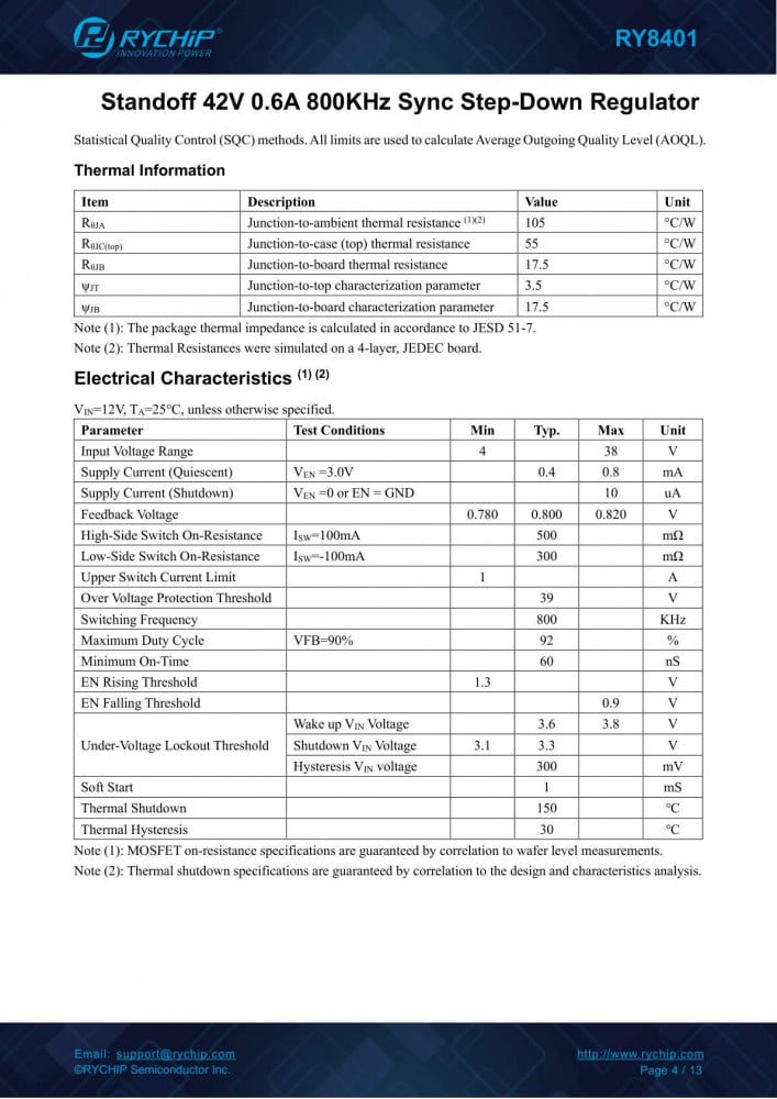 RY8401 datasheet page 4