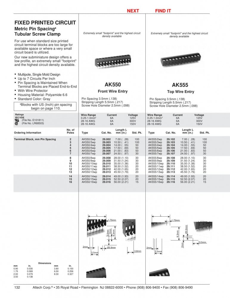 Altech terminal block catalogue page 1