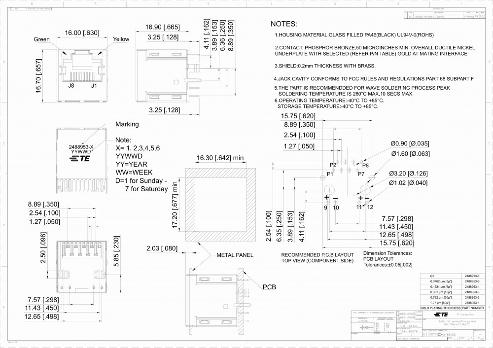 TE Connectivity 2488953-1 drawing page 1