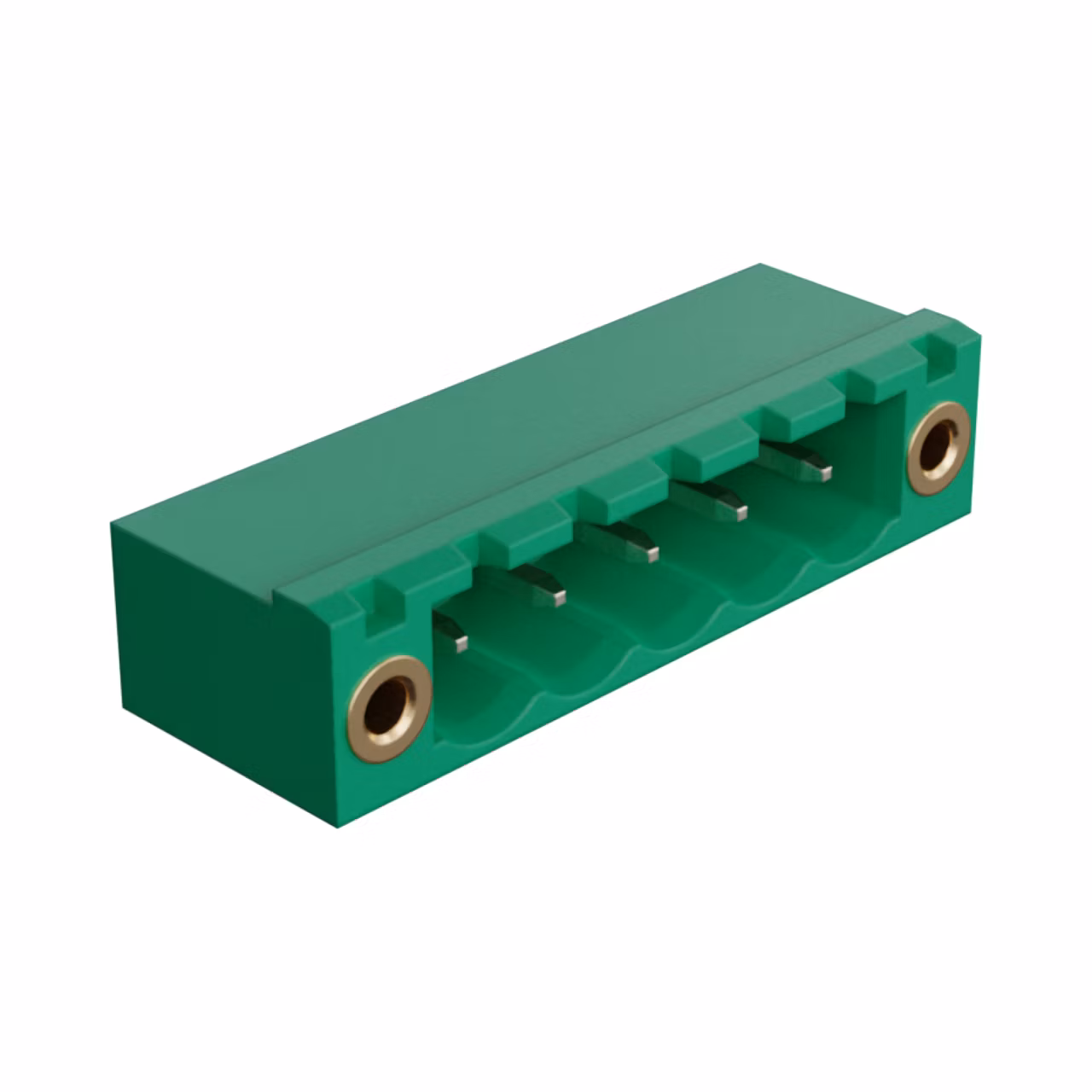 5.00mm Pitch Eurostyle Right-Angle PCB Header, with Threaded Retention Inserts, Green Housing, 5 Circuits for sale