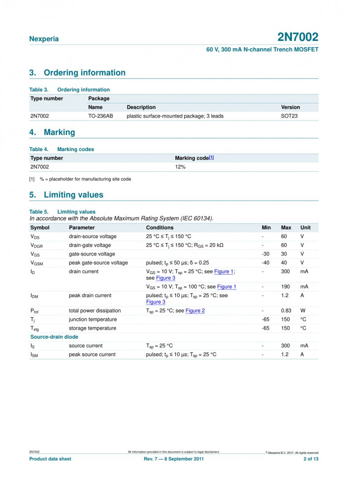2N7002,215 datasheet page 2