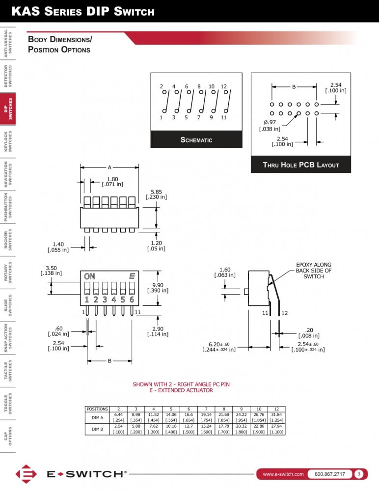 KAS Series DIP switch datasheet page 3