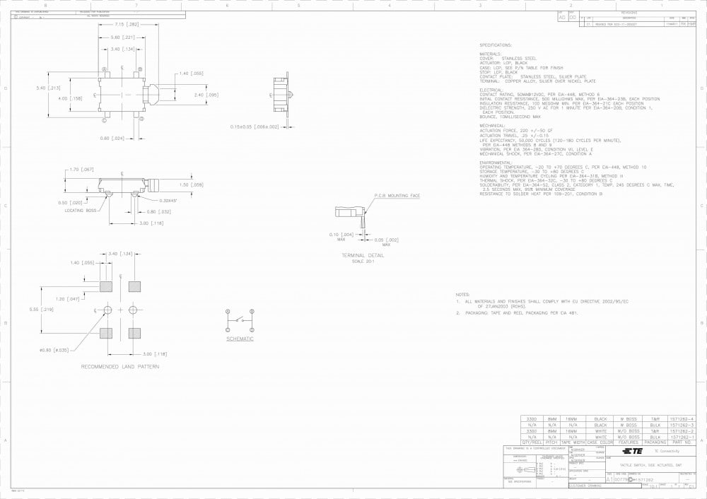 TE Connectivity 1571262-3 technical drawing page 1