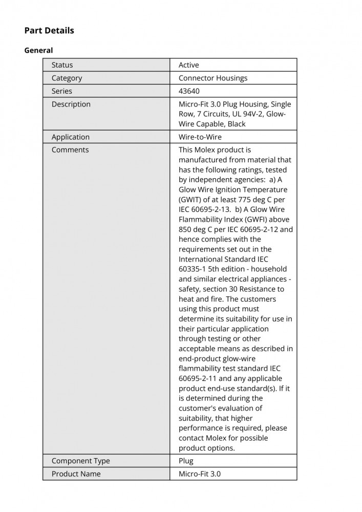 Technical document page 2 for Molex 436400711